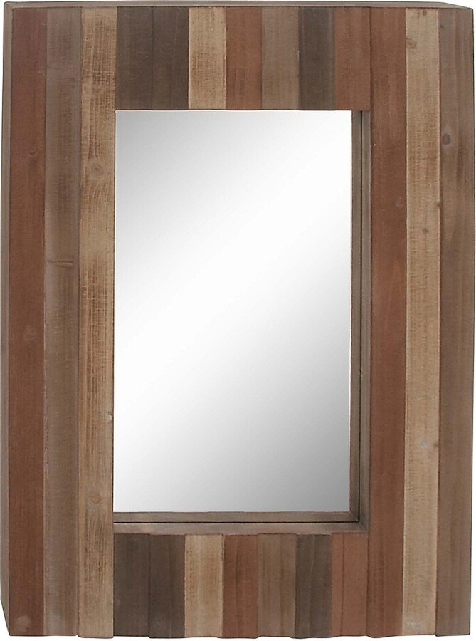 Primrose Valley Rectangle Mirrors Rustic Slat-Style Wooden Framed Wall ...