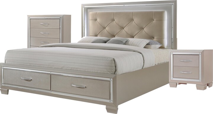 Silver Orchid Odette Glamour King Platform Storage 3-piece Bedroom Set ...