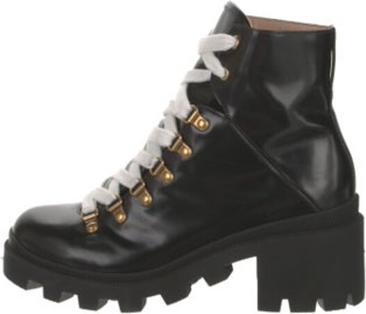 Gucci Leather Combat Boots - ShopStyle