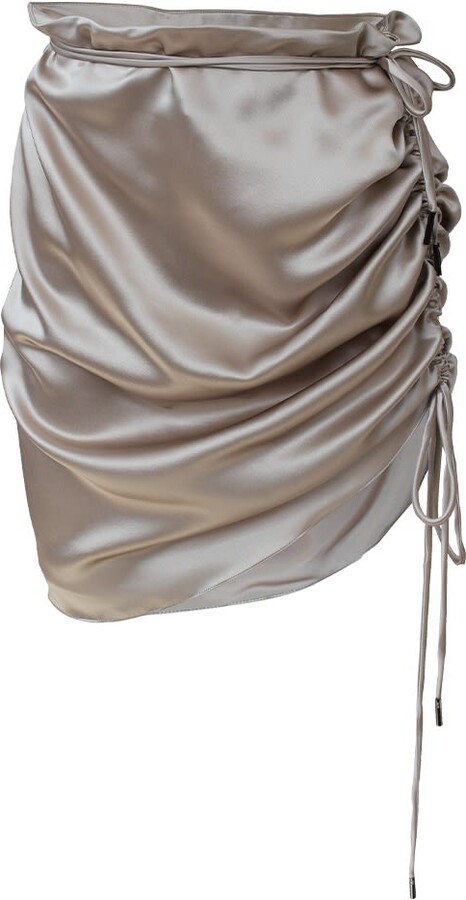 Olivia Darcy Women's Neutrals / Gold Mini Drawstring Skirt Champagne ...