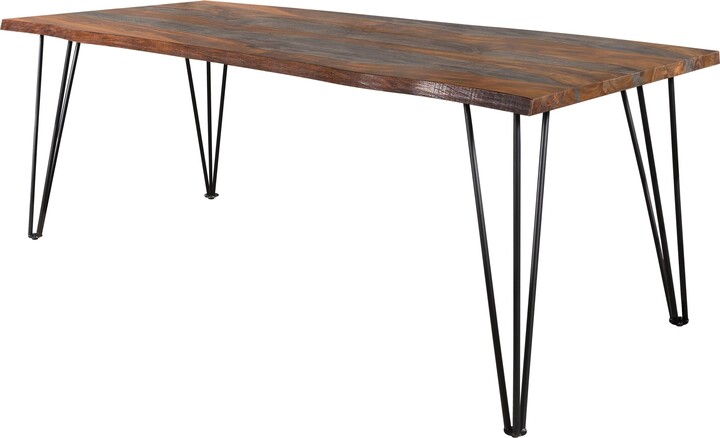 CDecor Emory Sheesham Grey and Gunmetal Rectangular Hairpin-Leg Dining ...