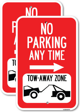 SignMission No Parking Anytime Tow-Away Zone with Right Arr Aluminum ...