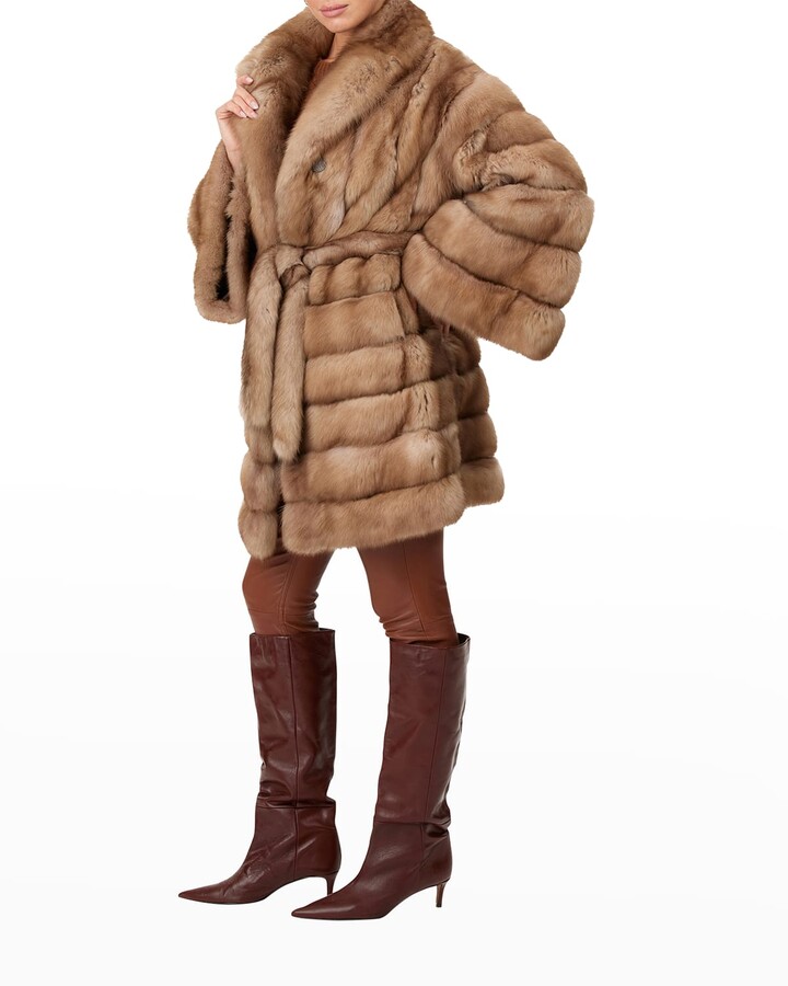 Gorski Horizontal Sable Fur Belted Coat - ShopStyle