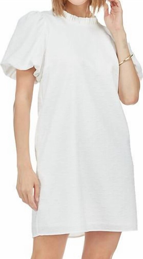 Joy Joy Collins Puff Sleeve Dress In White - ShopStyle