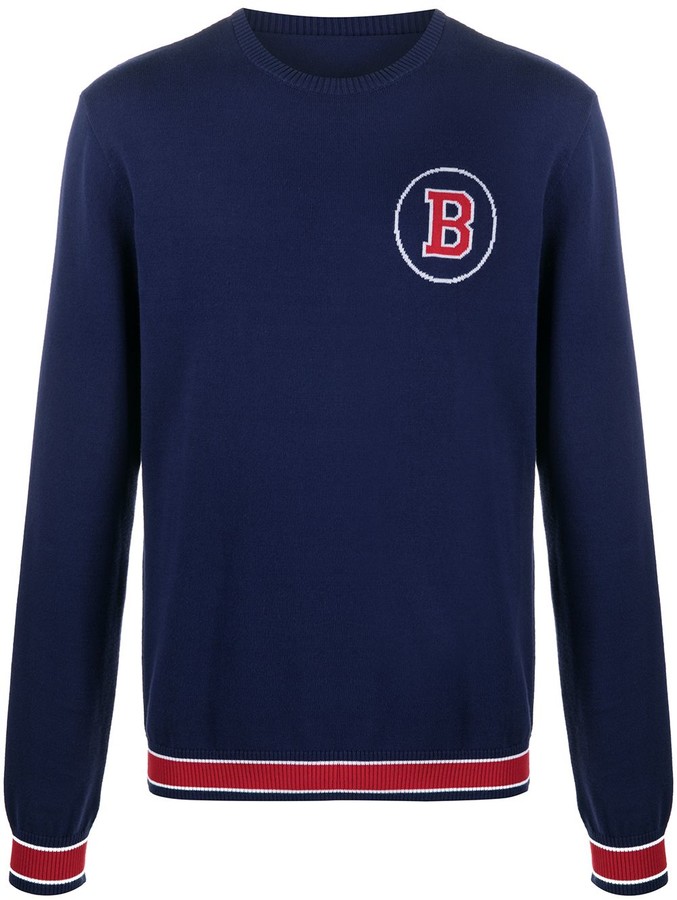 Balmain Intarsia-Knit Logo Jumper - ShopStyle Crewneck Sweaters