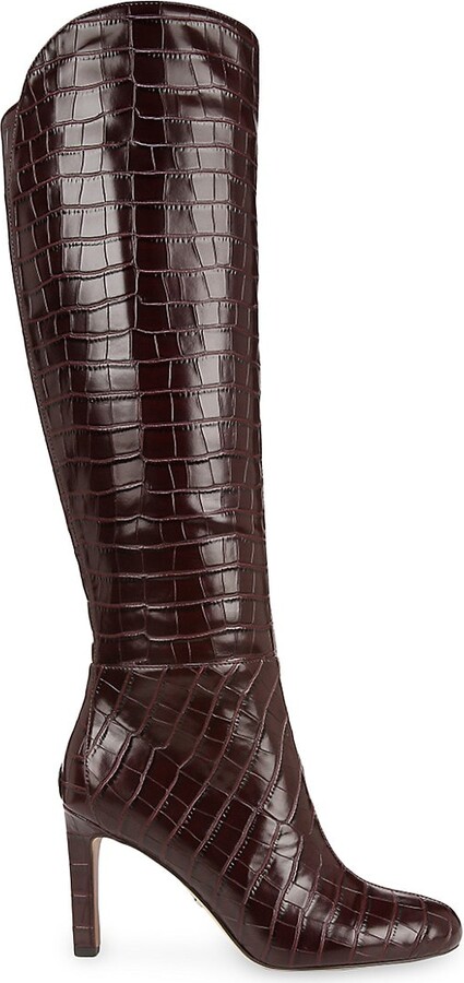 Sam Edelman Shauna 90MM Crocodile-Embossed Faux Leather Knee-High Boots ...