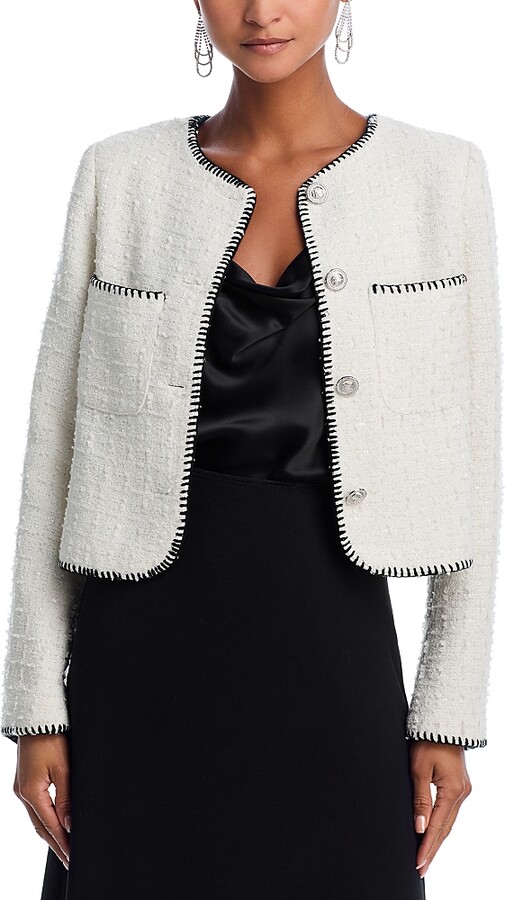 Aqua Tweed Whip Stitch Blazer - Exclusive - ShopStyle