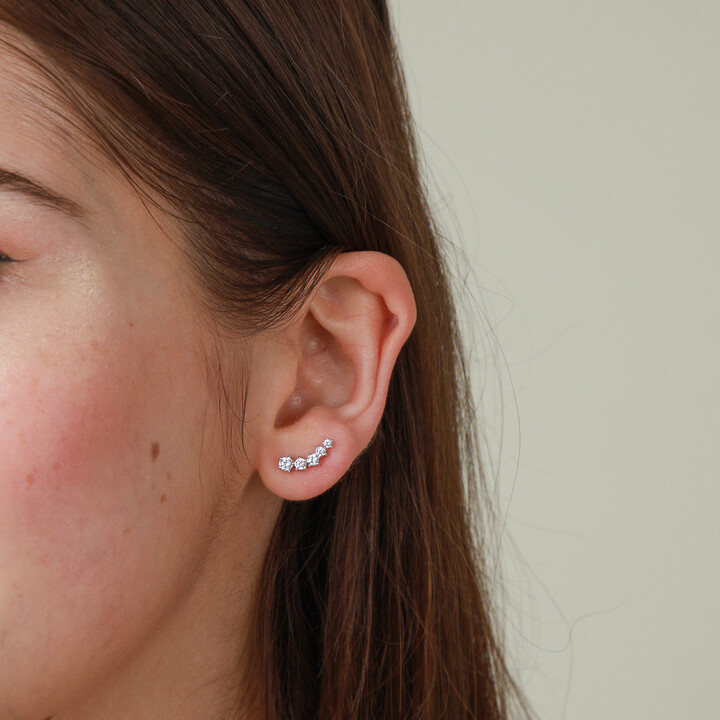 ASTRID & MIYU Illume Crystal Climber Stud Earrings in Silver - ShopStyle