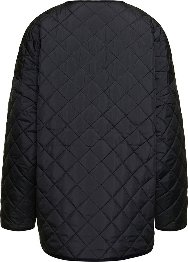 Totême Black Quilted Jacket With Round Neckline In Recycled Fabric ...