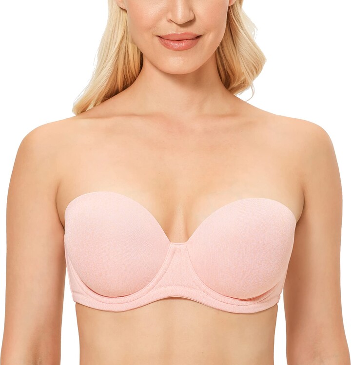 Delimira Women's Full Figure Underwire Contour Multiway Strapless Bra Plus Size Pink Gazelle ...