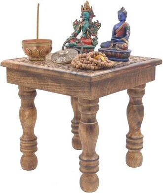 Dharmastore Solid Mango Wooden Hand Carved Puja Shrine Altar Meditation ...