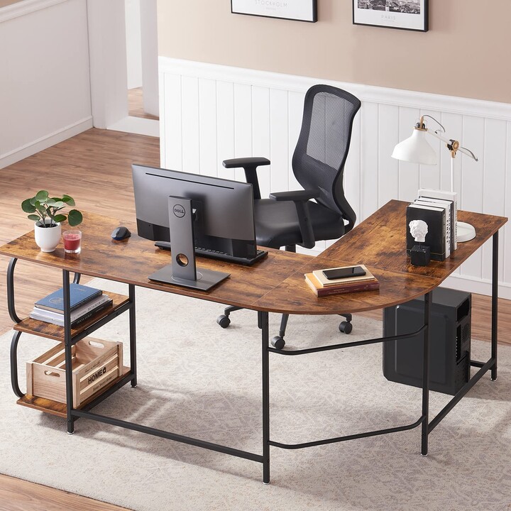Annivia Anivia 68.9" Reversible L Shaped Computer Desk with Shelves ...