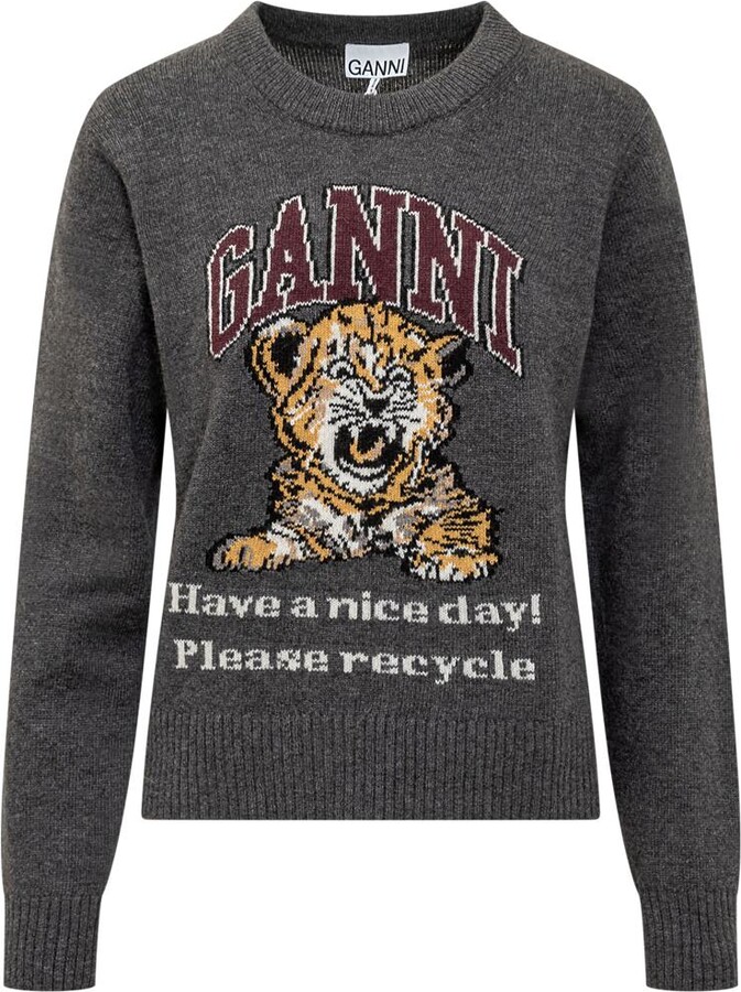 Ganni Graphic Tiger Crew - ShopStyle Sweaters