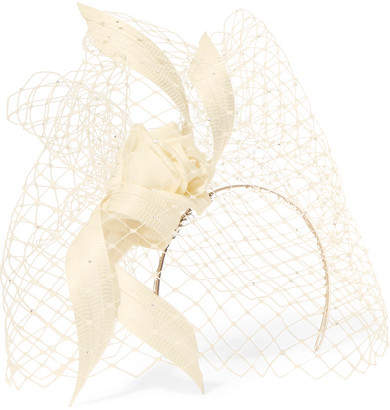 Philip Treacy Crystal-embellished Mesh, Satin And Buntal Straw ...