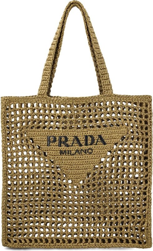 Prada Logo Embroidered Woven Tote Bag - ShopStyle