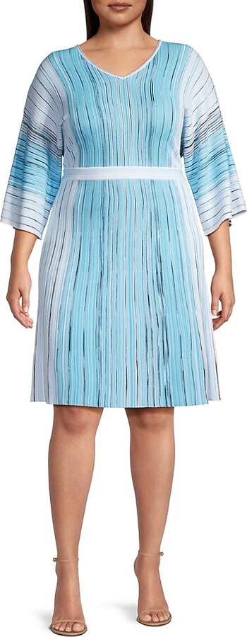 Ming Wang Striped Knit Midi-Dress - ShopStyle