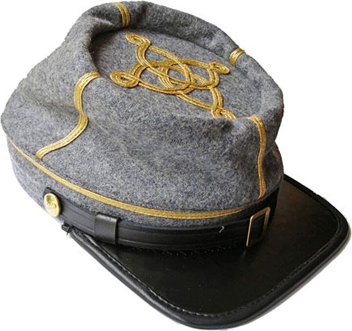 10Code US Civil War Confederate Leather Peak Captain's Kepi (XL ...
