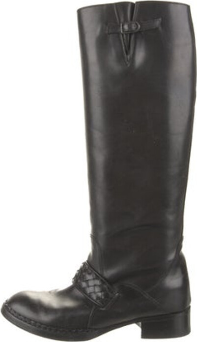 Bottega Veneta Intrecciato Weave Leather Riding Boots - ShopStyle