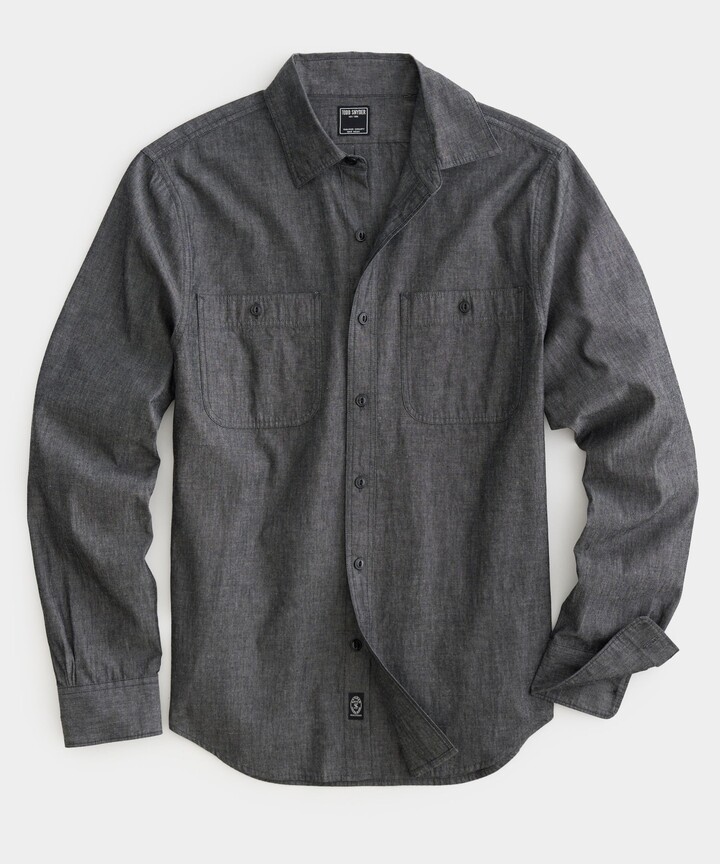 Todd Snyder Japanese Chambray Work Shirt in Black - ShopStyle