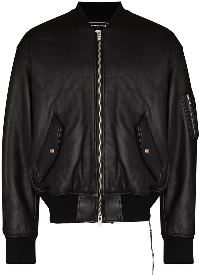 Mastermind Japan Logo-Embroidered Leather Bomber Jacket - ShopStyle