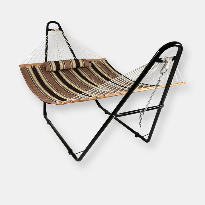 Sunnydaze Decor Double Quilted Hammock with Universal Steel Stand Misty ...