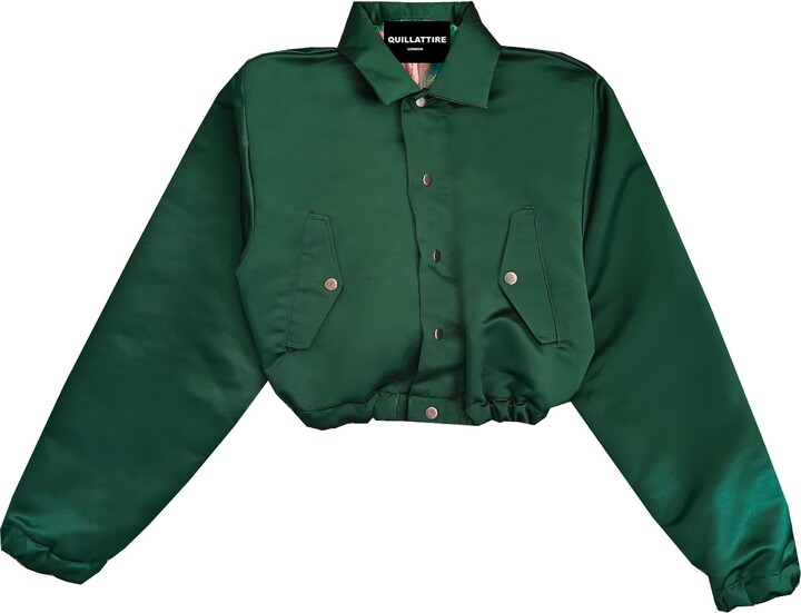 Quillattire Men's Green Satin Harrington Jacket - ShopStyle