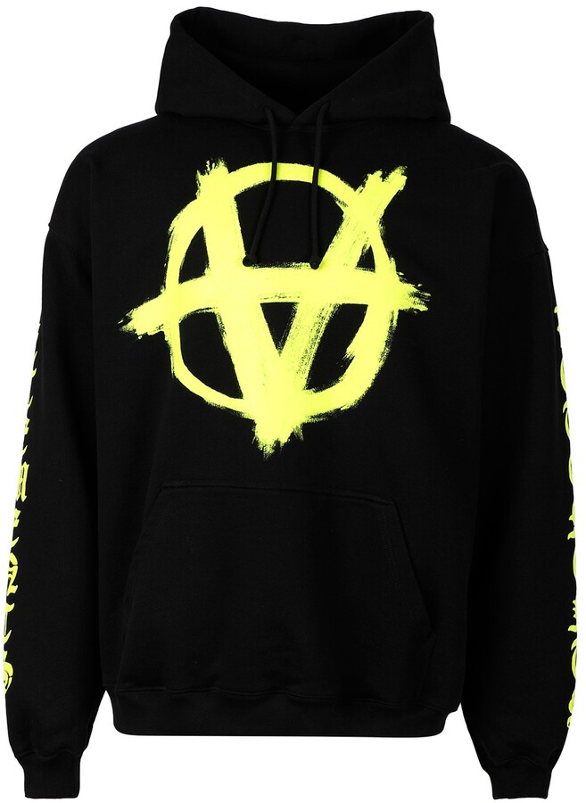 Vetements Double Anarchy Logo Hoodie Black And Yellow - ShopStyle ...