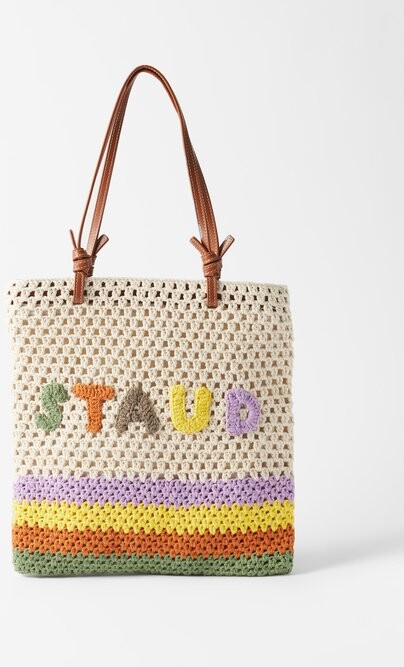 STAUD Logo-appliqué Crochet-cotton Tote Bag - ShopStyle