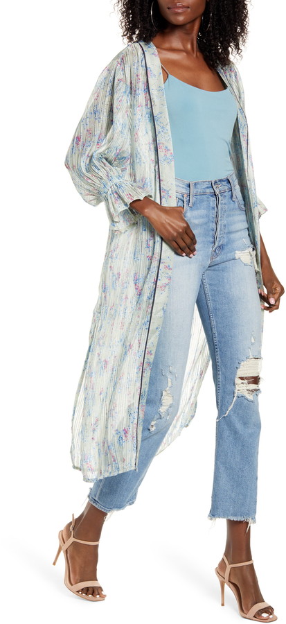 CODEXMODE Floral Print Pleated Duster - ShopStyle Jackets