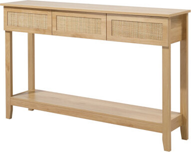 Dakota Fields Wood 2-Layer 3-Draw MDF 130 * 30 * 81Cm Rattan Surface Entrance Table - ShopStyle