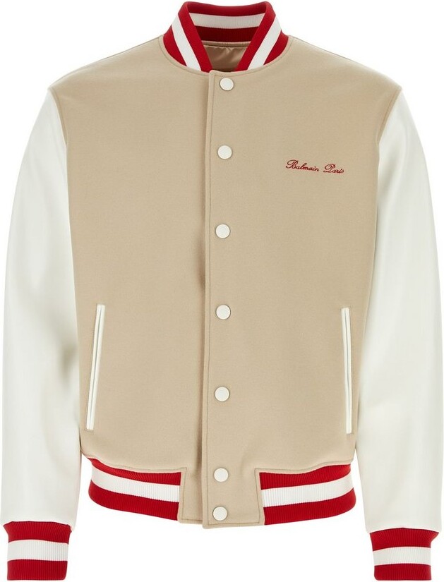 Balmain Logo Embroidered Varsity Jacket - ShopStyle