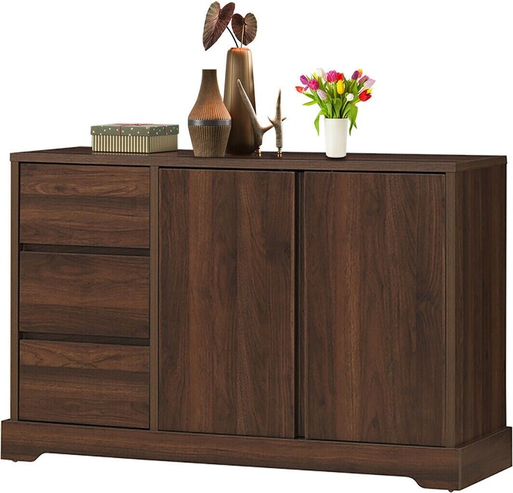 Gymax Buffet Sideboard Cupboard Cabinet Console Table W/ 3 Drawers ...