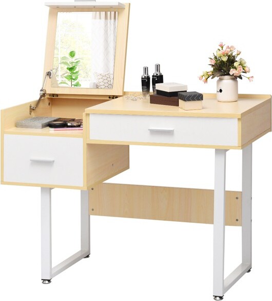 Tangkula Versatile Dressing Table Computer Desk Vanity Table with Flip ...