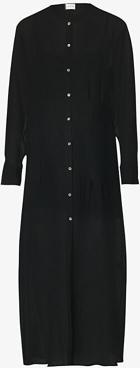 Le Kasha Womens Black Creased-texture Relaxed-fit Silk axi Dress ...