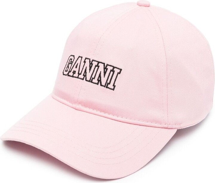 Ganni Logo embroidery cap - ShopStyle Hats