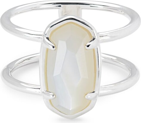 Kendra Scott Elyse Sterling Silver Double Band Ring in Ivory Mother-of ...