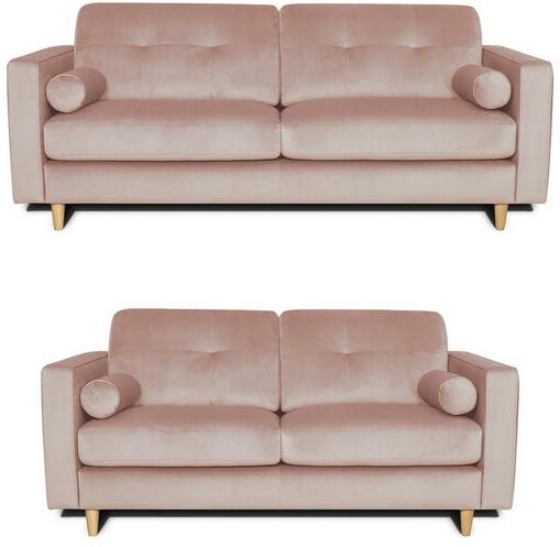 Heaton Fabric 3 Seater + 2 Seater Sofa Set - Blush (Buy and SAVE ...