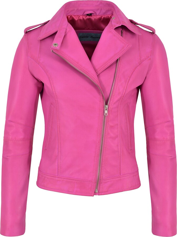 Smart Range Leather Co Ltd Ladies Brando Leather Jacket Fuchsia Pink ...