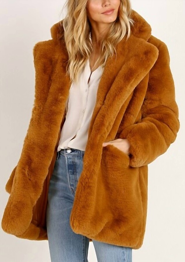 Apparis Sophie Faux Fur Coat in Chestnut - ShopStyle