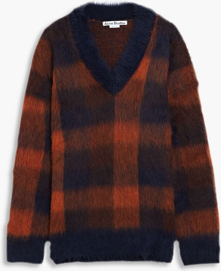 Acne Studios Checked brushed jacquard-knit sweater - ShopStyle