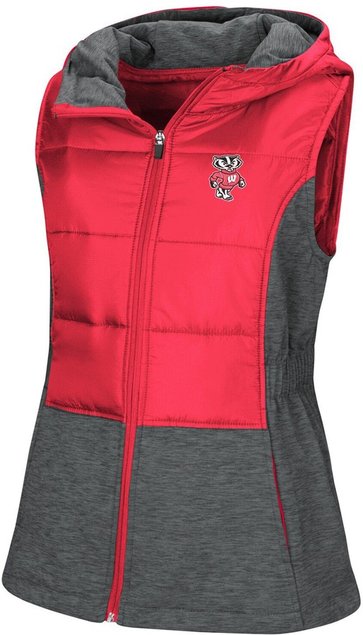 Colosseum Women's Red Wisconsin Badgers Ray Quilted Full Zip Vest ...