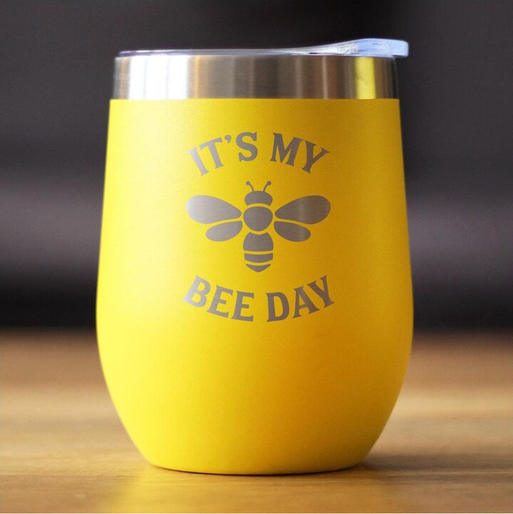 Bevvee It's My Bee Day - Funny Birthday Wine Tumbler Glass with Sliding ...