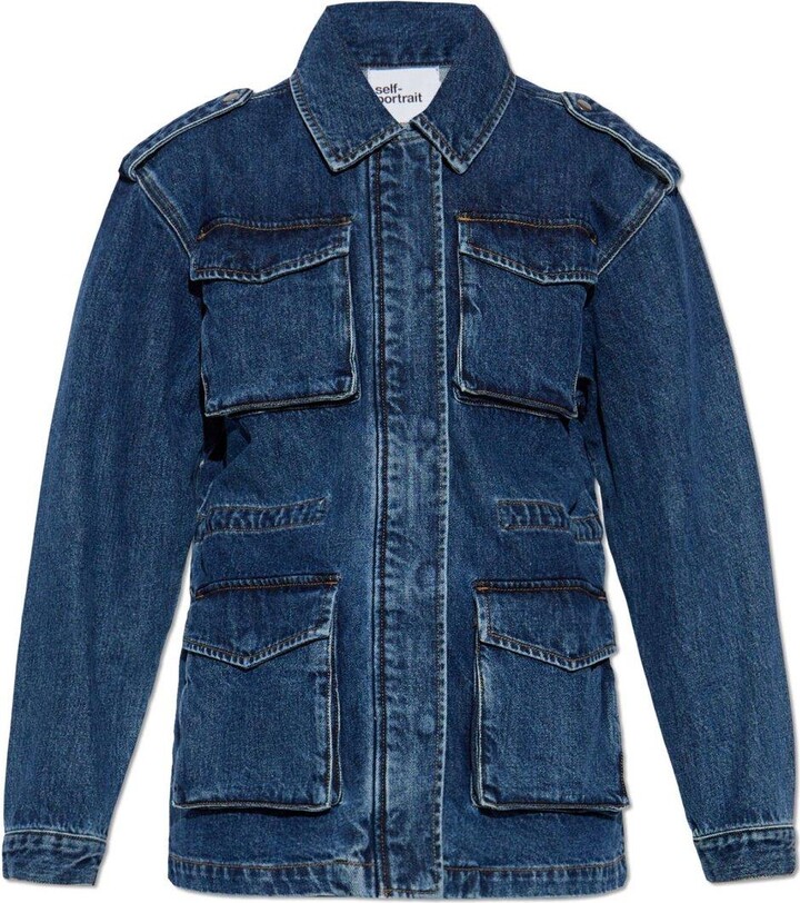 Self-Portrait Denim Utility Jacket - ShopStyle