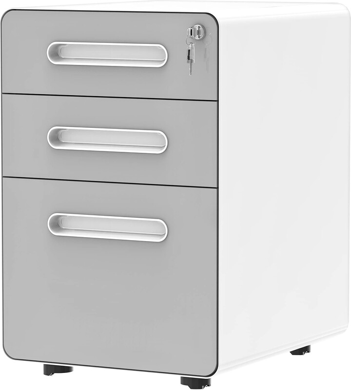 EPOWP 3-Drawer Rolling File Cabinet, Metal Mobile File Cabinet with ...