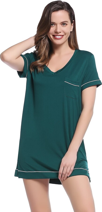 Amorbella Womens Soft Bamboo Tshirt Nightgown Nightshirt Nighties Plus ...