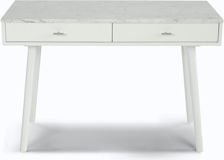 The Bianco Collection Viola 44" Rectangular Italian Carrara White ...