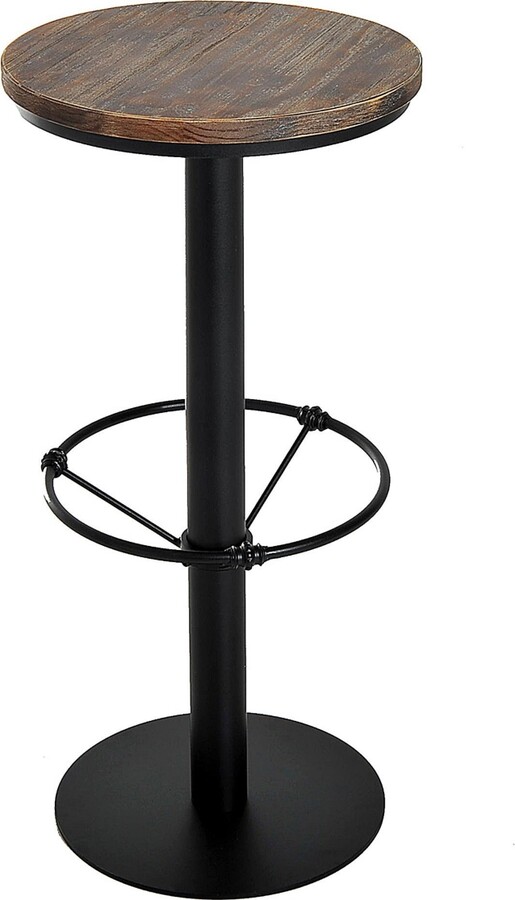 Homcom 42" Rustic Industrial Metal Stand Bar Table with Round Pinewood ...