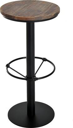 Homcom 42" Rustic Industrial Metal Stand Bar Table with Round Pinewood ...