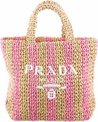 Prada Small Raffia Logo Stripe Bag - ShopStyle