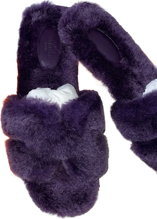 Hermes Oran faux fur sandal - ShopStyle